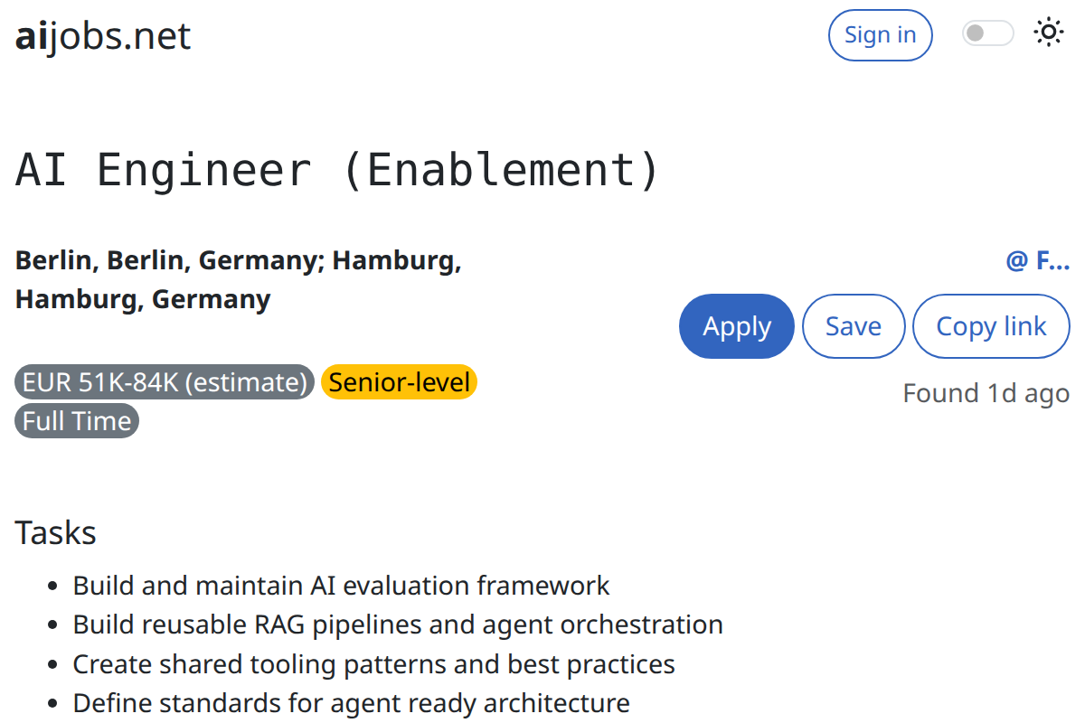 AI Engineer (Enablement) - Berlin, Berlin, Germany; Hamburg, Hamburg ...