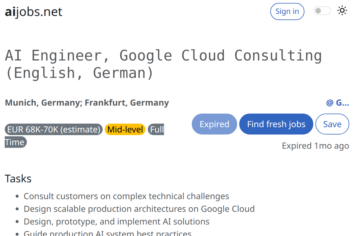 AI Engineer, Google Cloud Consulting (English, German) - Munich ...
