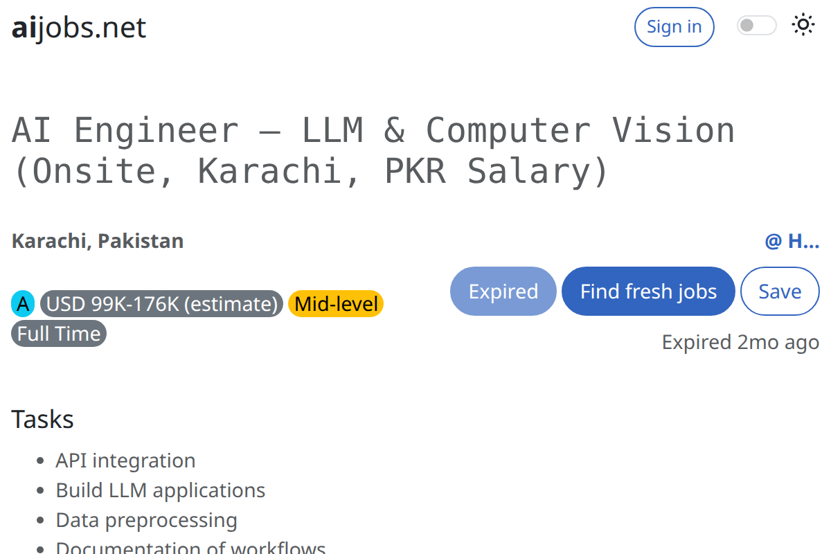 AI Engineer – LLM & Computer Vision (Onsite, Karachi, PKR Salary ...
