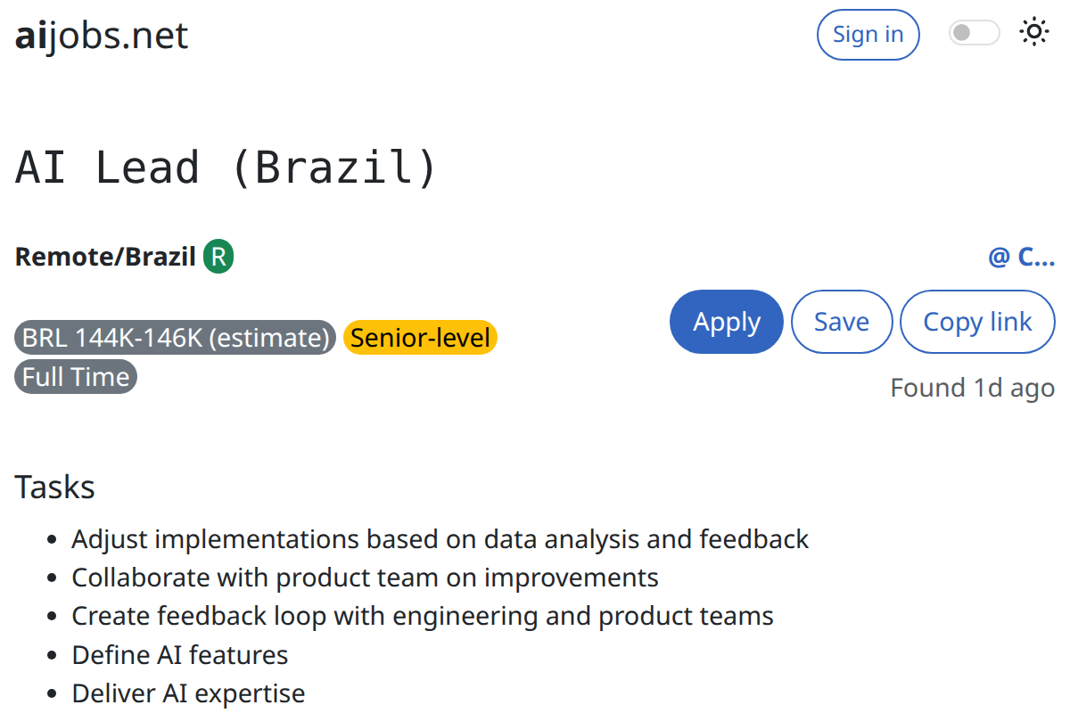 AI Lead (Brazil) - Remote/Brazil