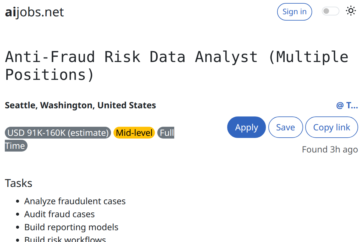 Anti-Fraud Risk Data Analyst (Multiple Positions) - Seattle, Washington ...