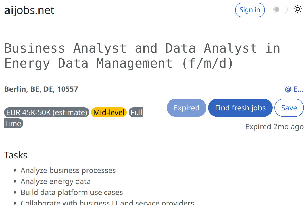 Business Analyst and Data Analyst in Energy Data Management (f/m/d ...