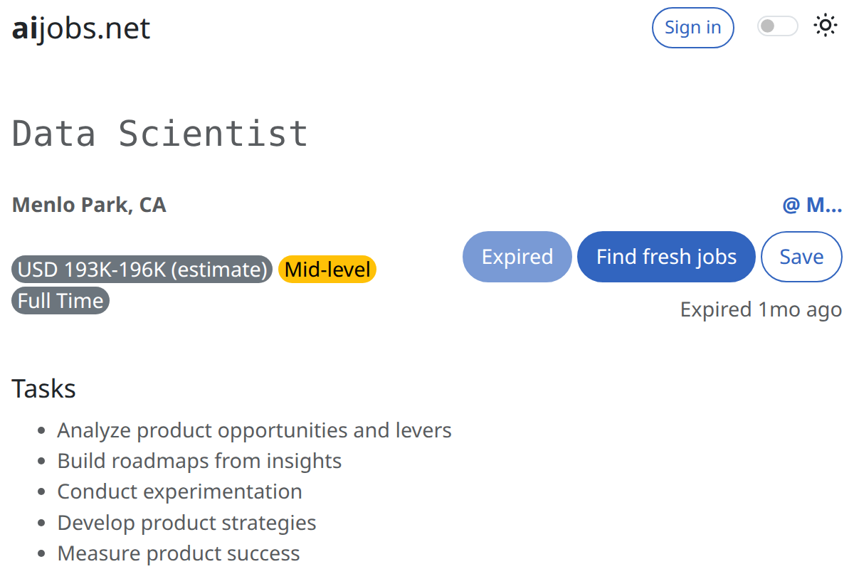 Data Scientist - Menlo Park, CA