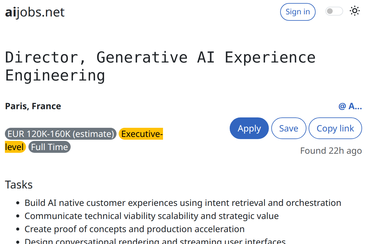 Director, Generative AI Experience Engineering - Paris, France