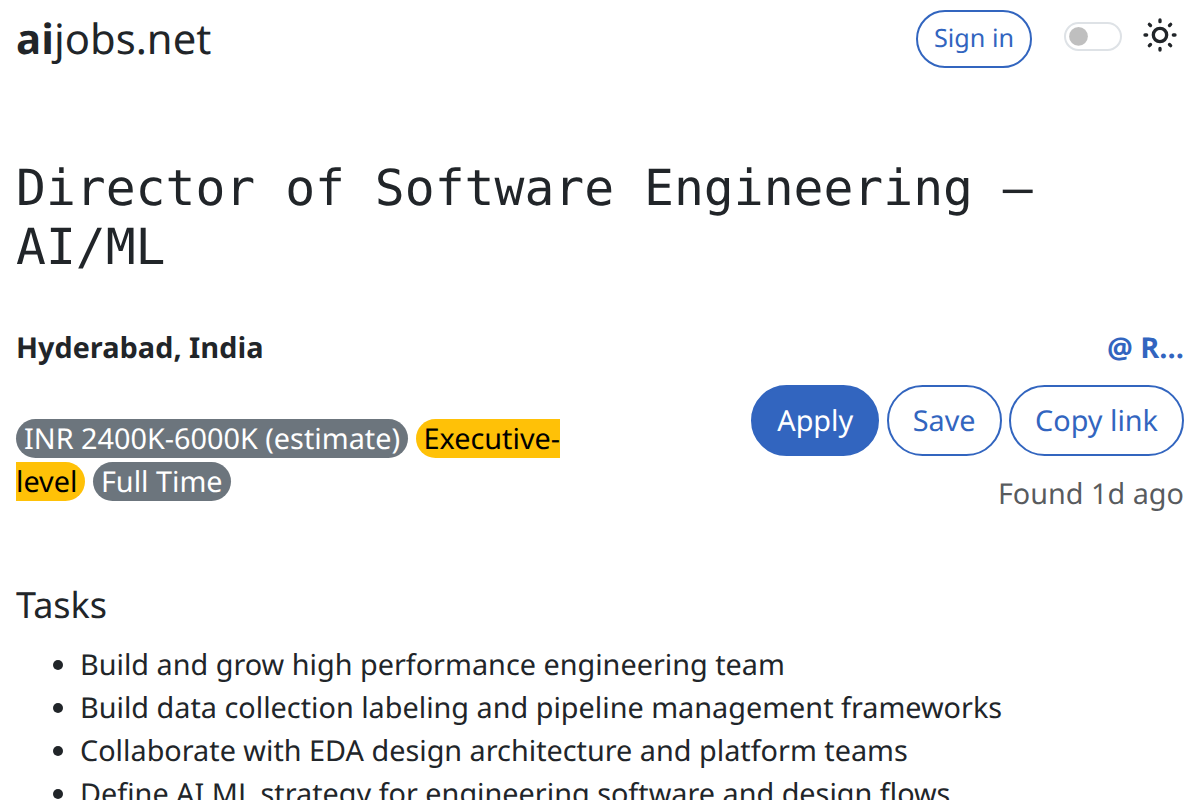 Director of Software Engineering – AI/ML - Hyderabad, India