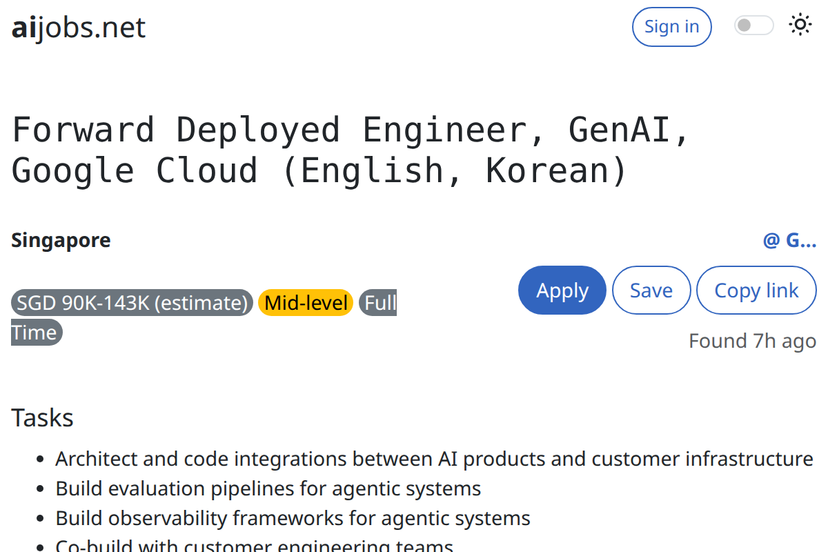 Forward Deployed Engineer, GenAI, Google Cloud (English, Korean ...