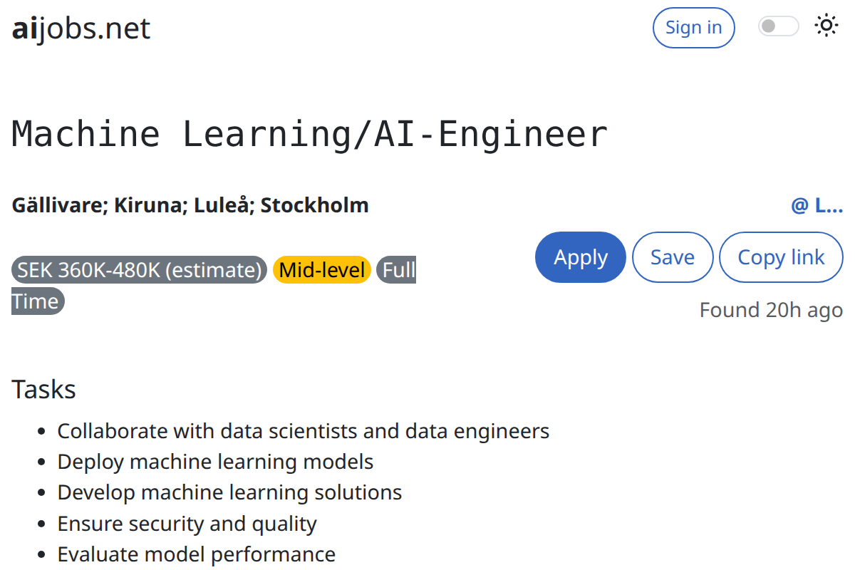 Machine Learning/AI-Engineer - Gällivare; Kiruna; Luleå; Stockholm