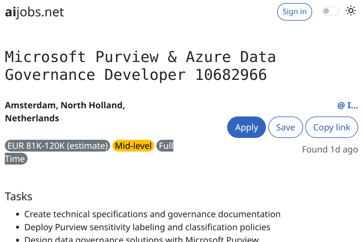 Microsoft Purview & Azure Data Governance Developer 10682966 ...