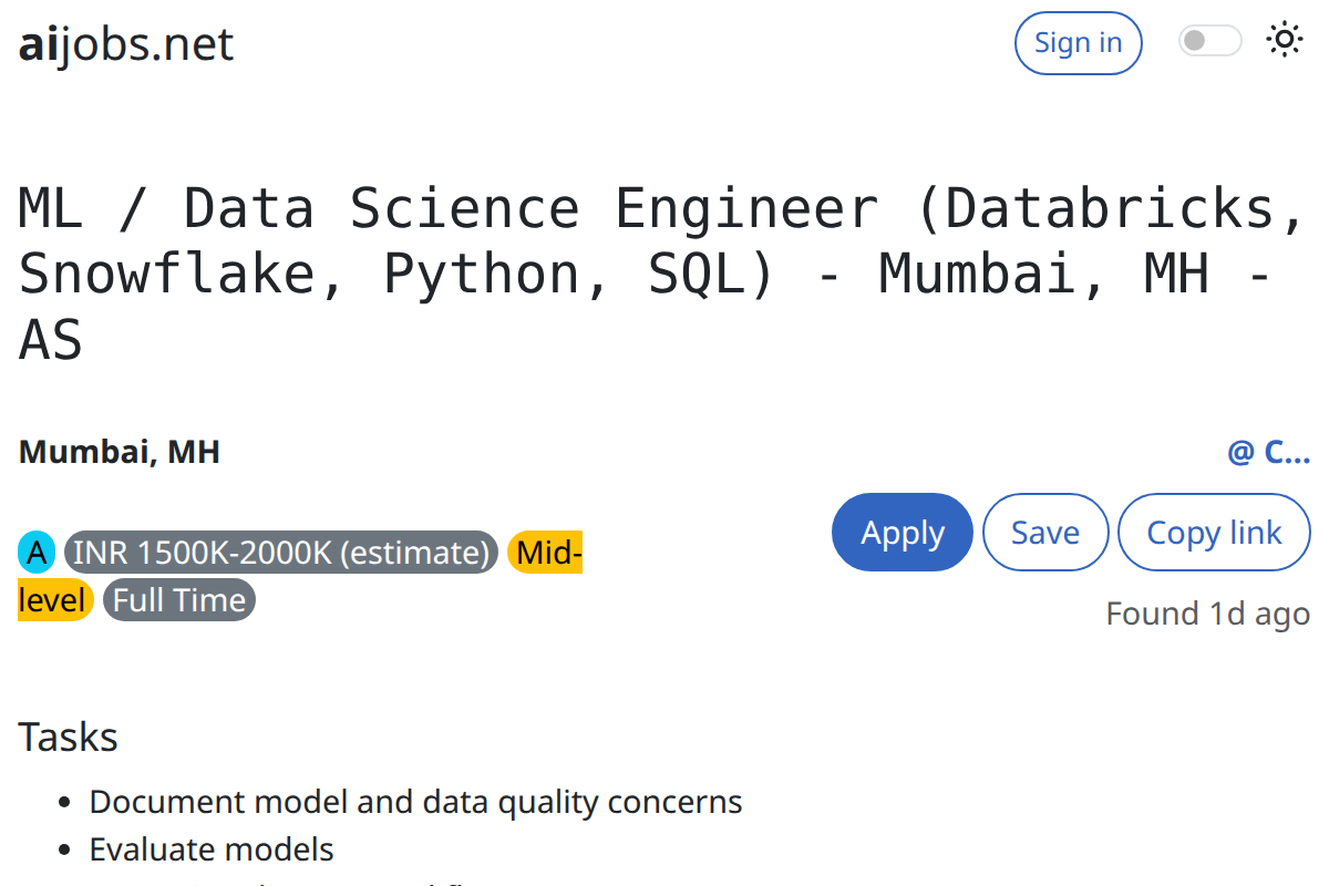 ML / Data Science Engineer (Databricks, Snowflake, Python, SQL ...