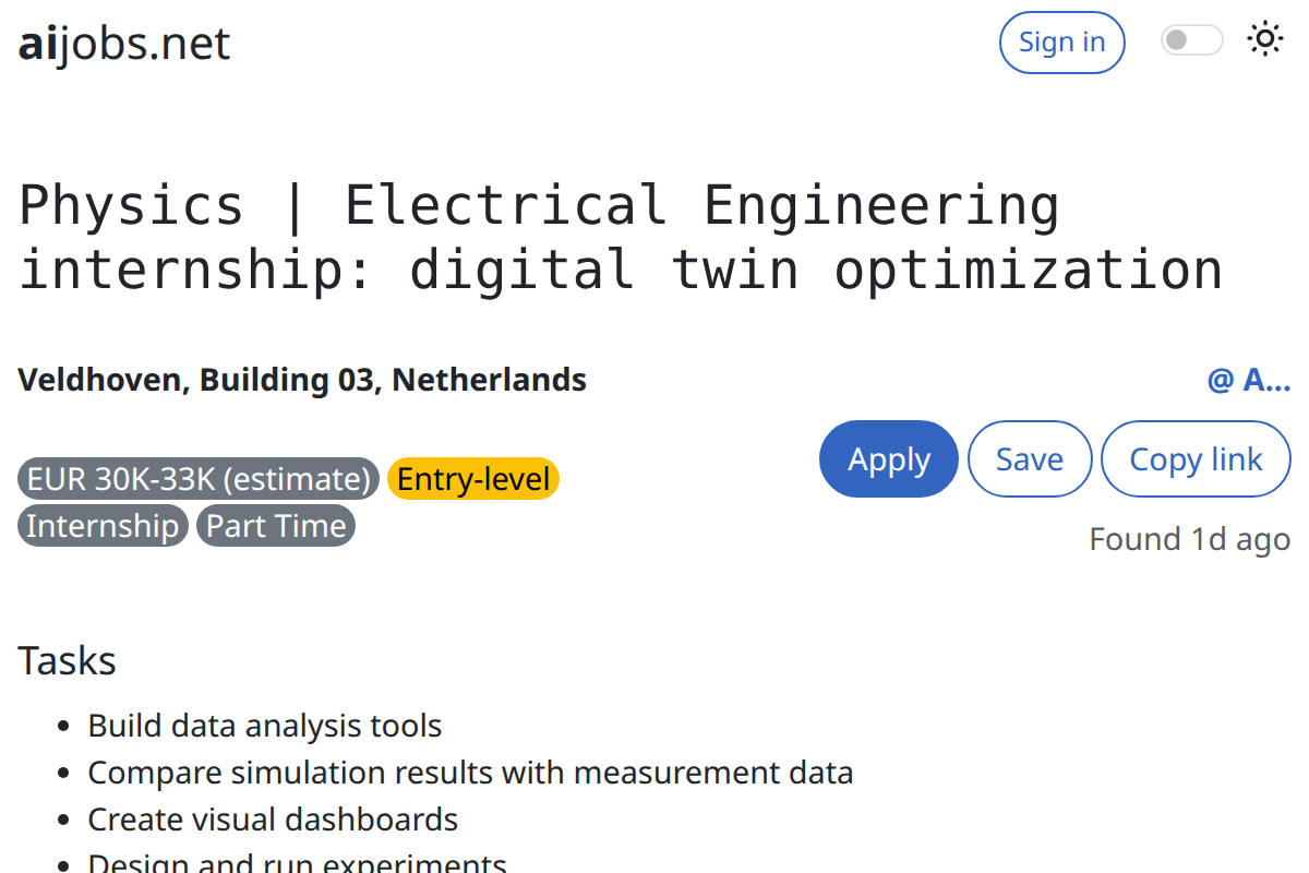 Physics | Electrical Engineering internship: digital twin optimization ...