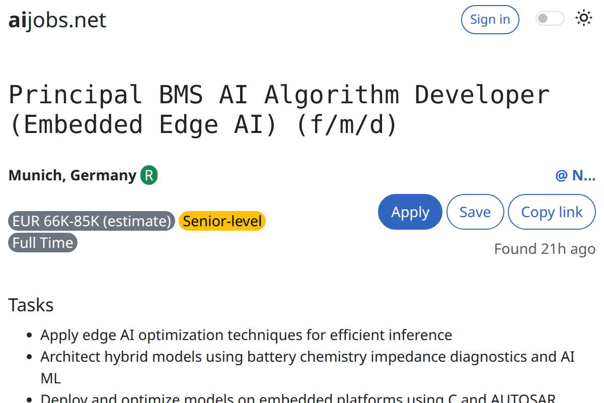 Principal BMS AI Algorithm Developer (Embedded Edge AI) (f/m/d ...