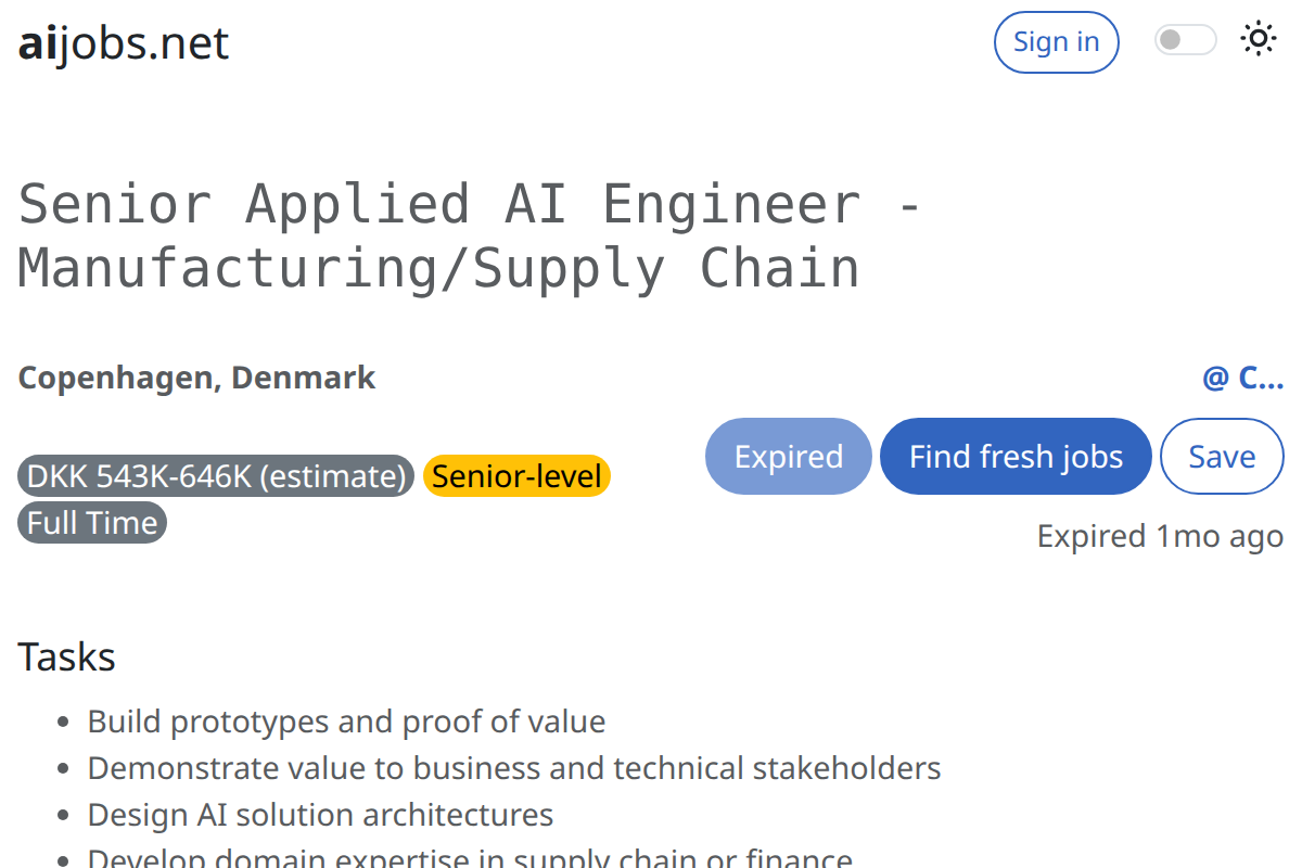 Senior Applied AI Engineer - Manufacturing/Supply Chain - Copenhagen ...