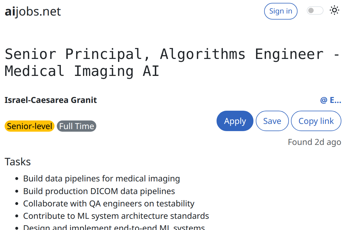 Senior Principal, Algorithms Engineer - Medical Imaging AI - Israel ...