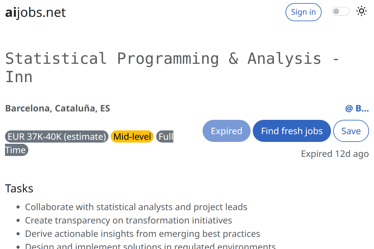 Statistical Programming & Analysis - Inn - Barcelona, Cataluña, ES