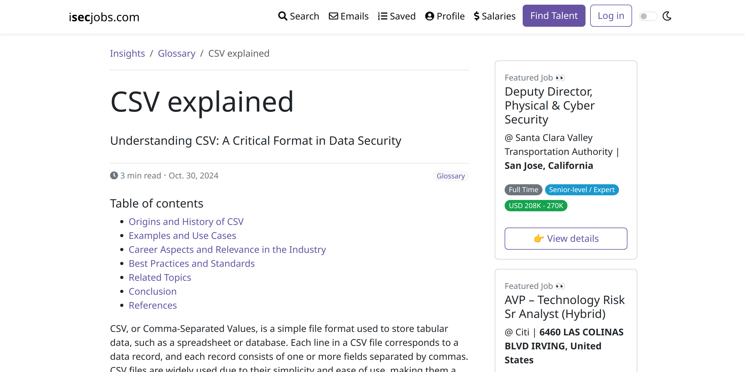 CSV explained | isecjobs.com CSV explained | isecjobs.com