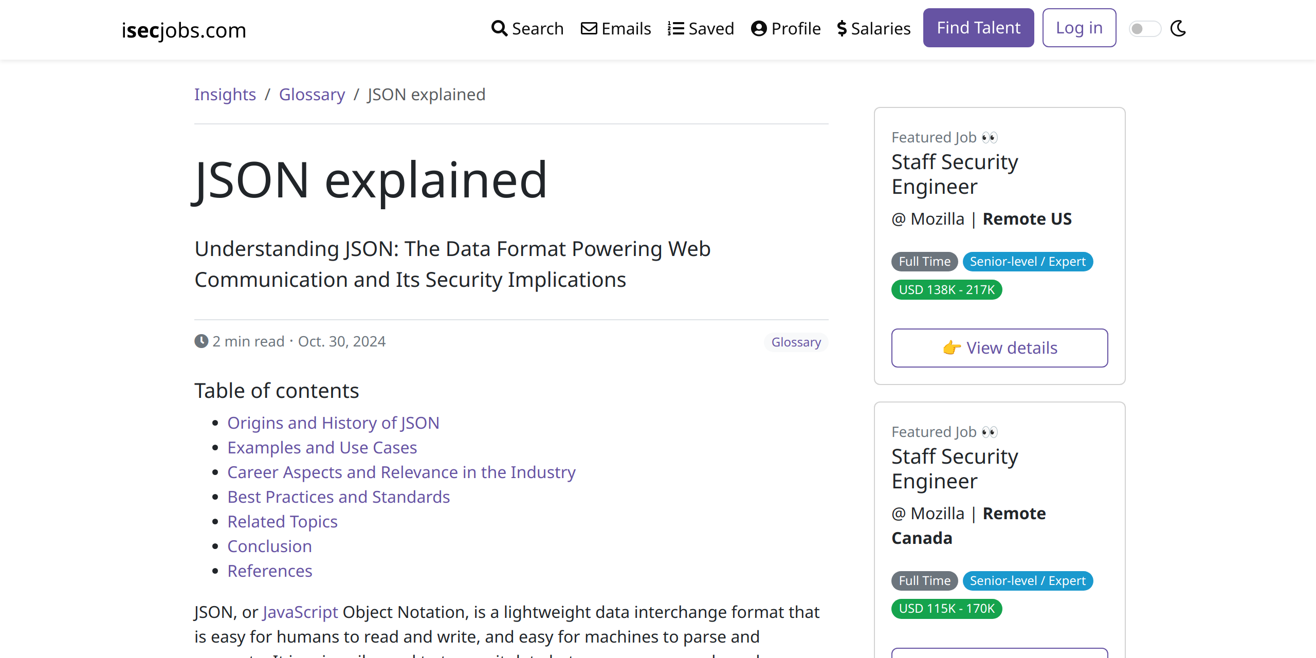 JSON explained | isecjobs.com JSON explained | isecjobs.com