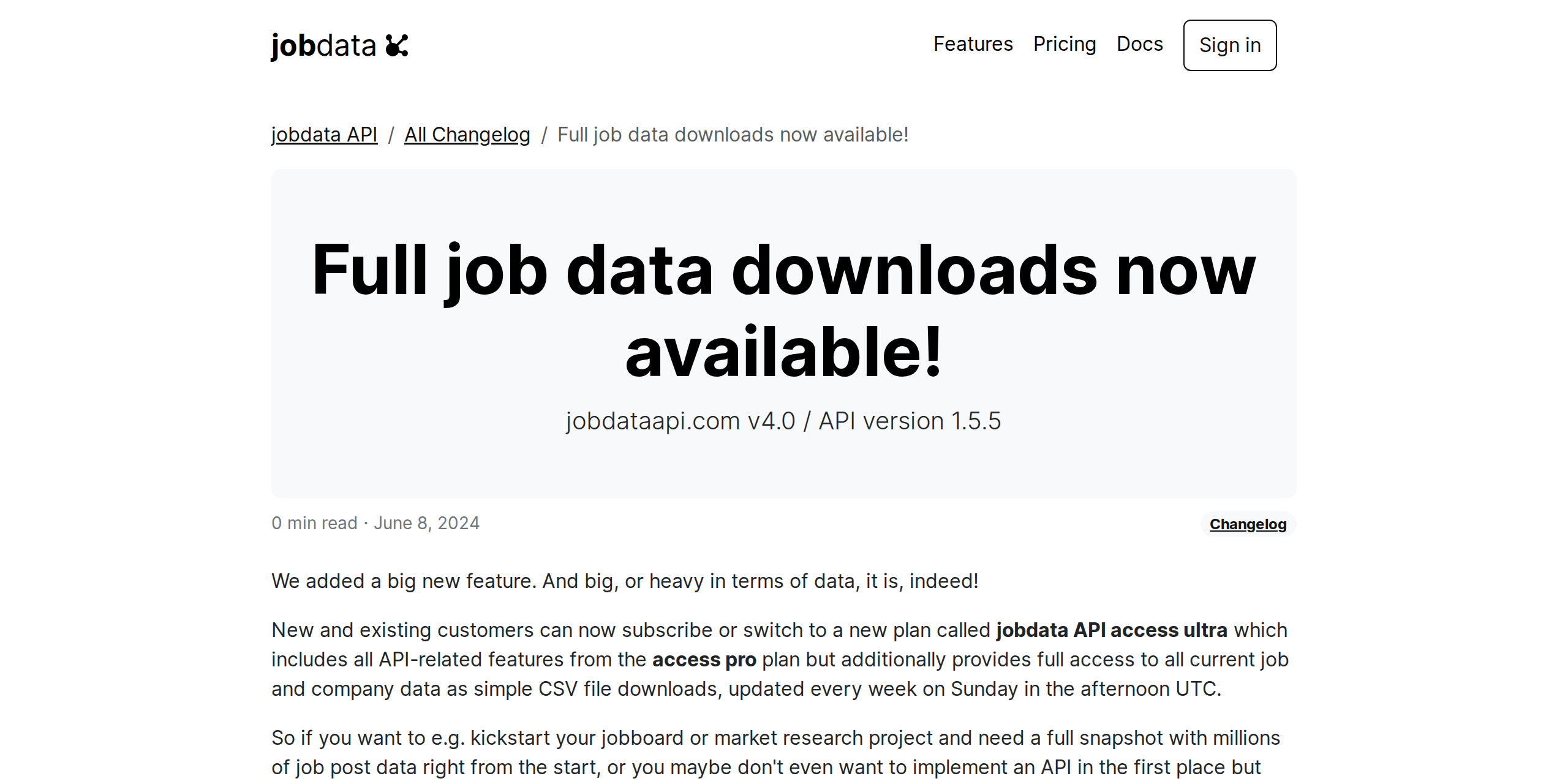 Full job data downloads now available! | jobdataapi.com