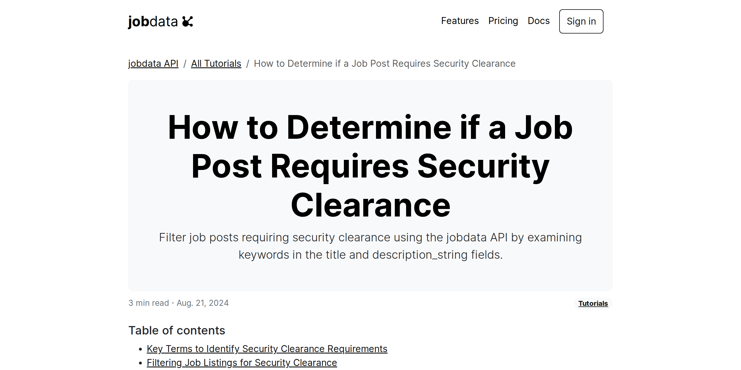 How to Determine if a Job Post Requires Security Clearance | jobdataapi.com