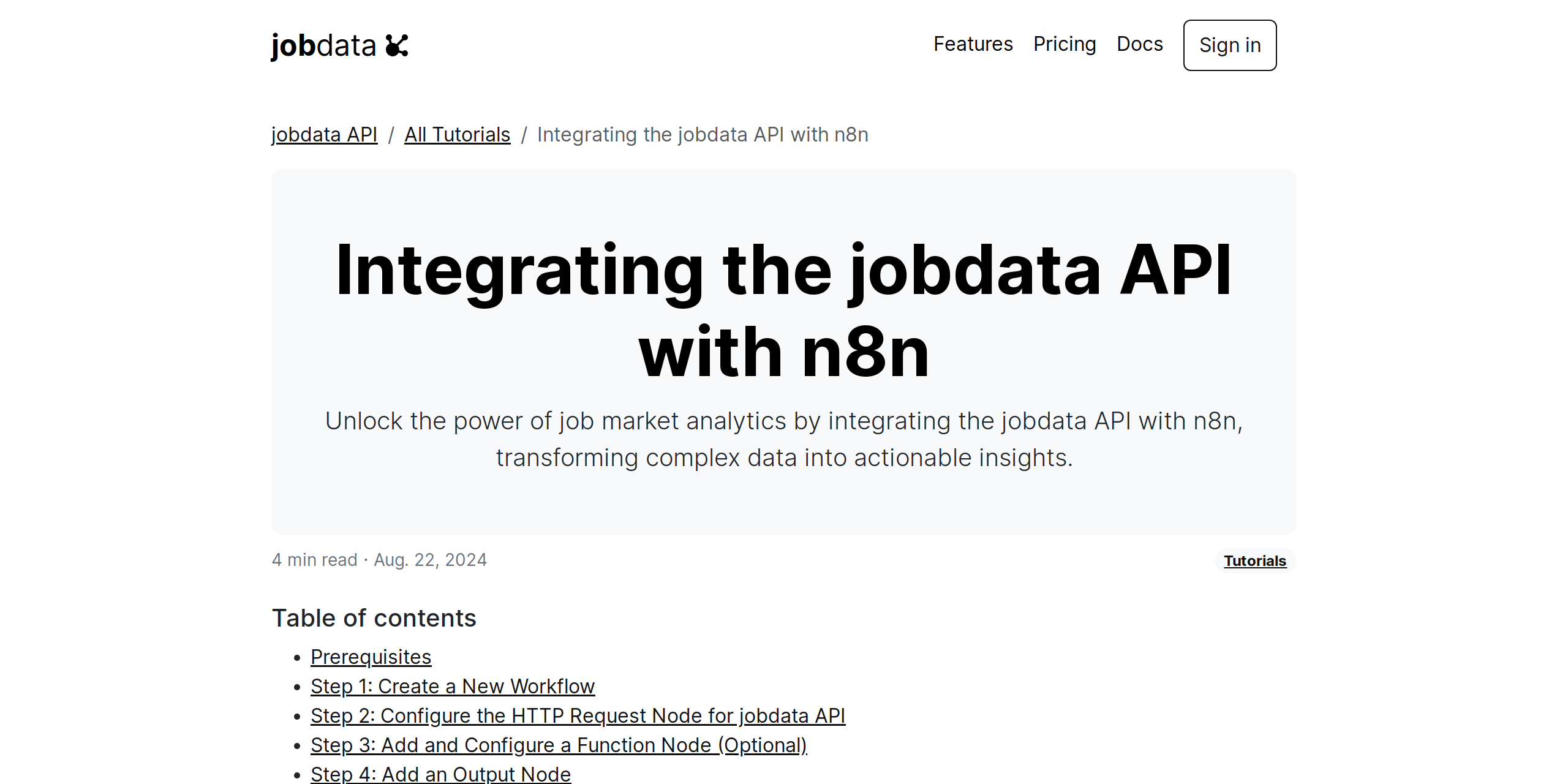 Integrating the jobdata API with n8n | jobdataapi.com
