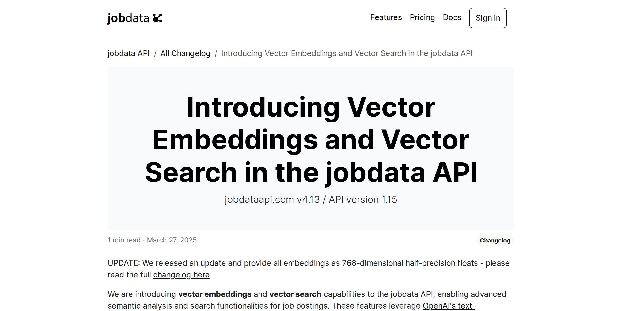 Introducing Vector Embeddings and Vector Search in the jobdata API ...