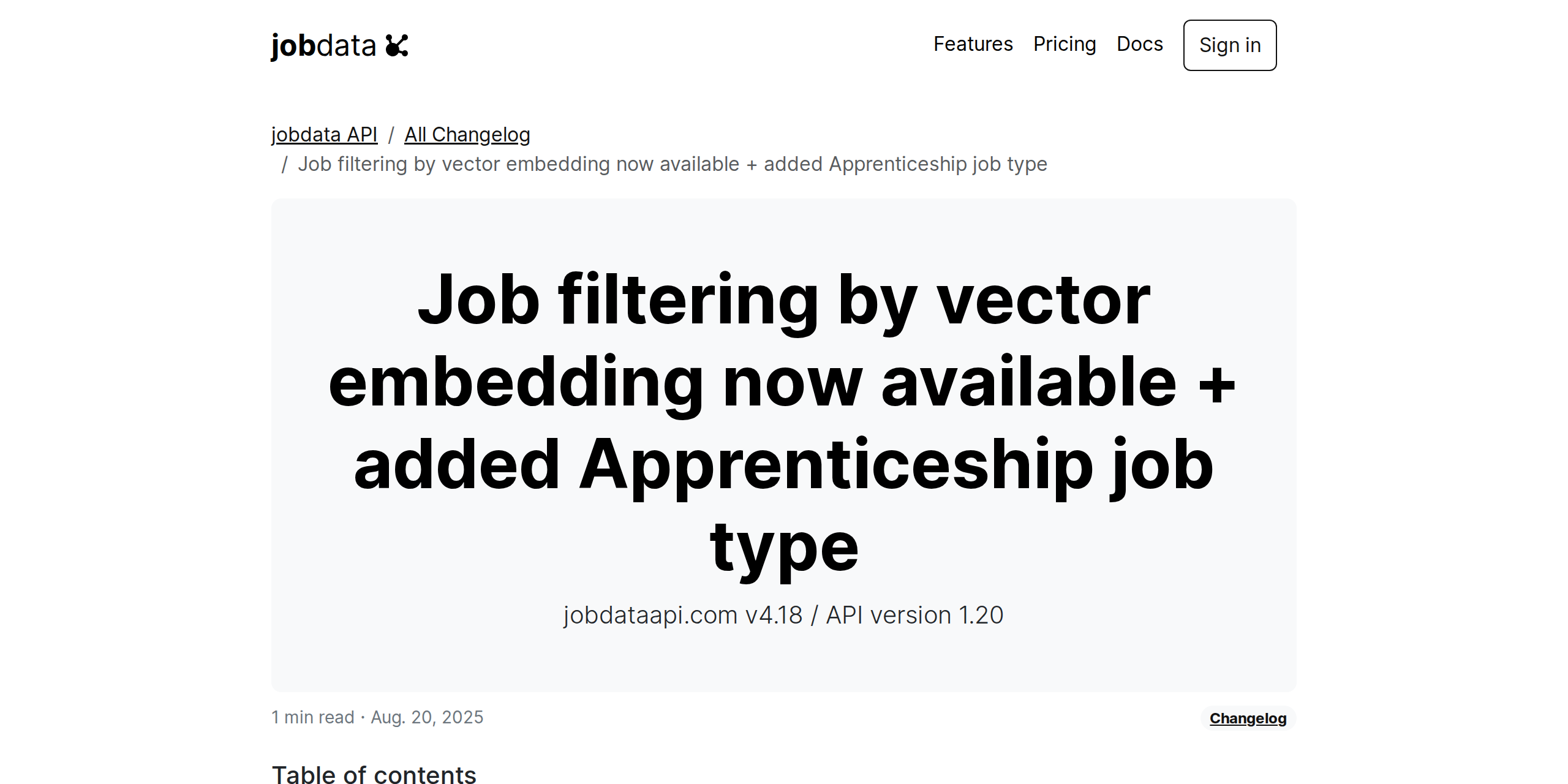 Job filtering by vector embedding now available + added Apprenticeship ...