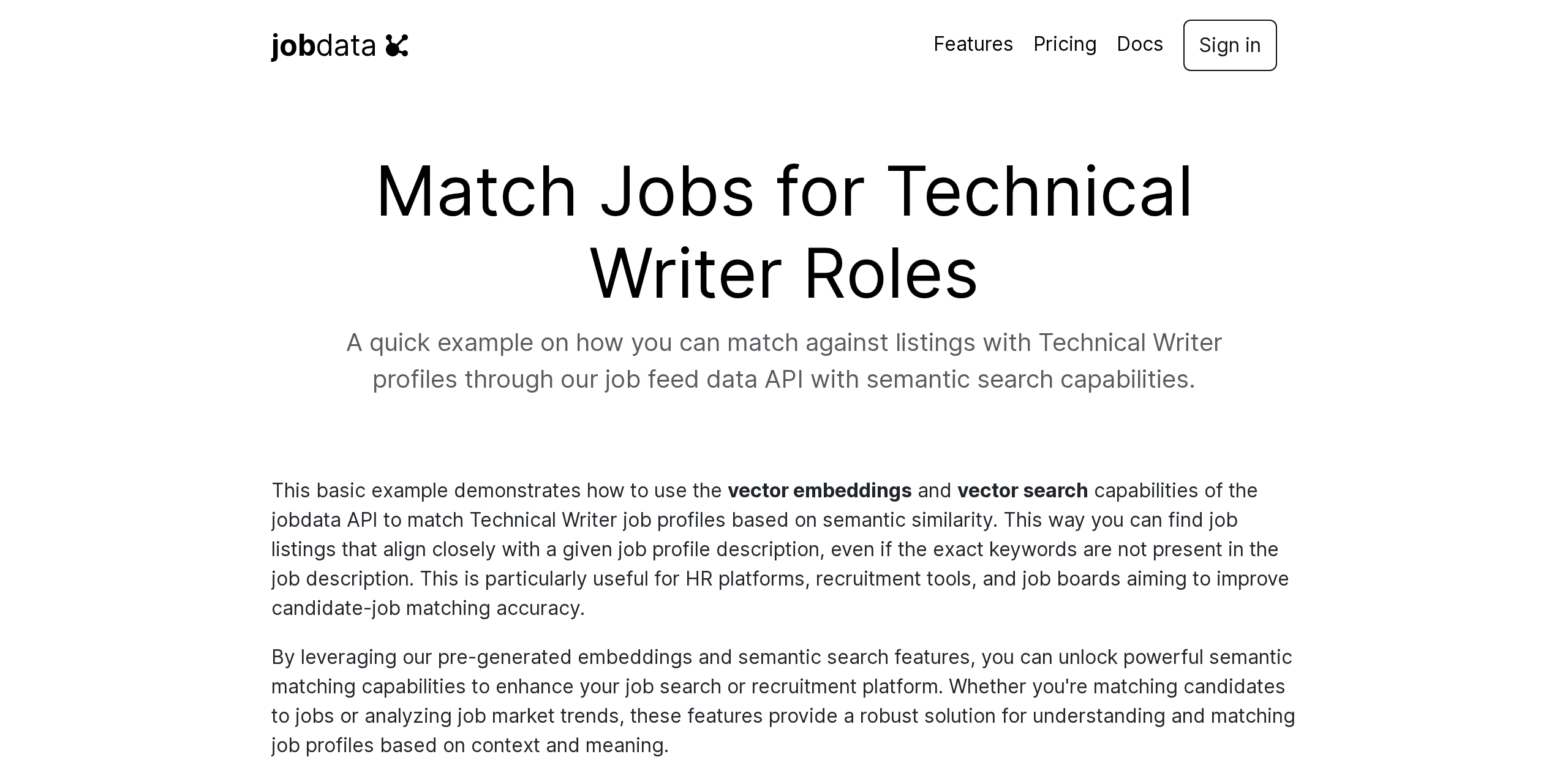 Technical Writer Job Profile Matching Example | jobdataapi.com