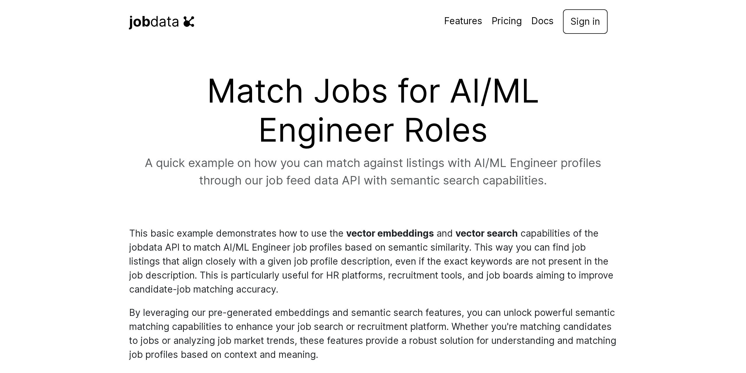 AI/ML Engineer Job Profile Matching Example | jobdataapi.com
