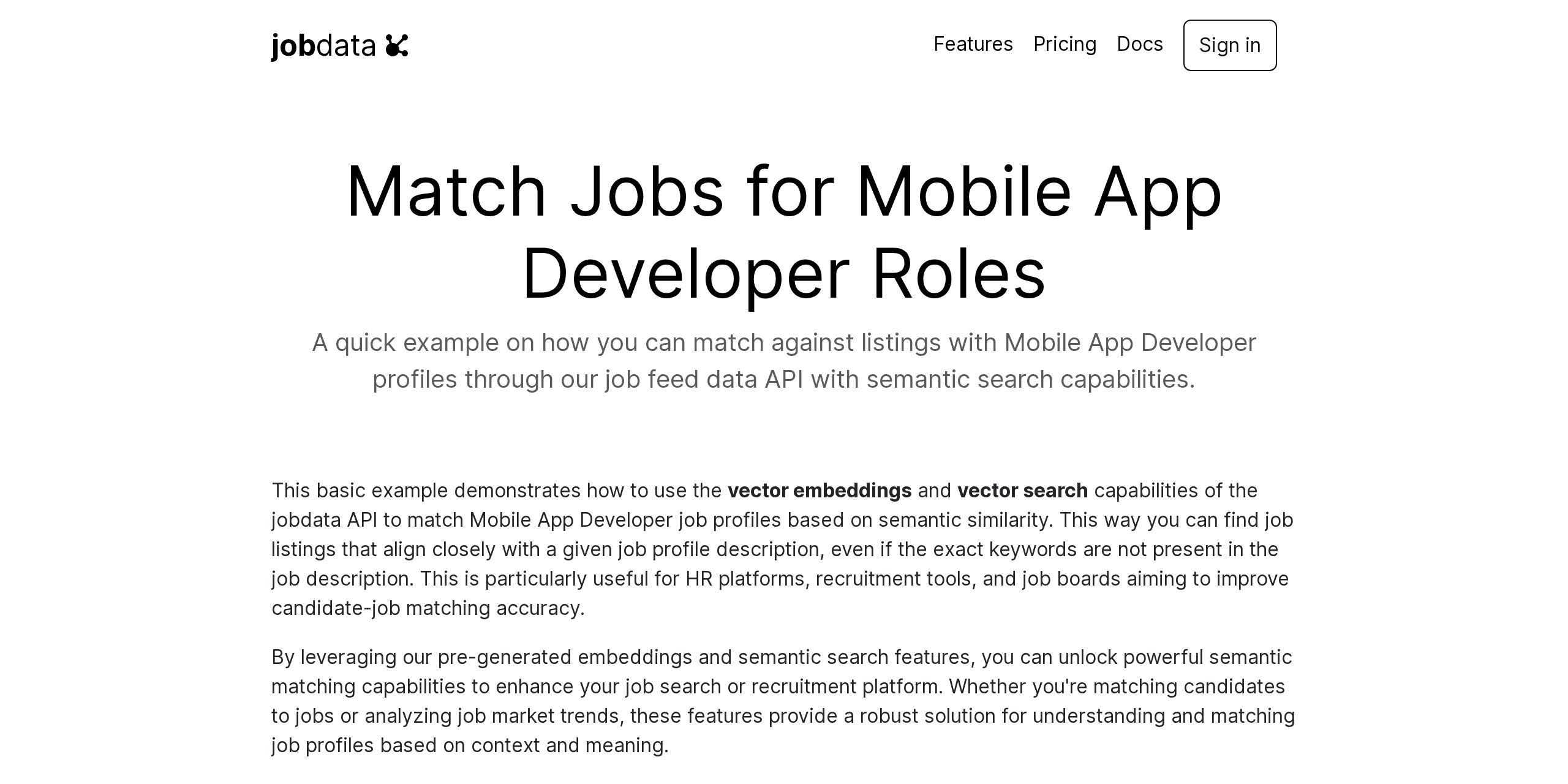 Mobile App Developer Job Profile Matching Example | jobdataapi.com