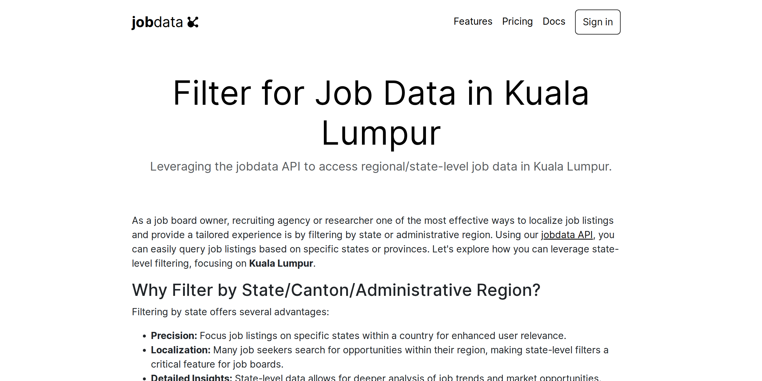 Filter for Job Data in Kuala Lumpur | jobdataapi.com