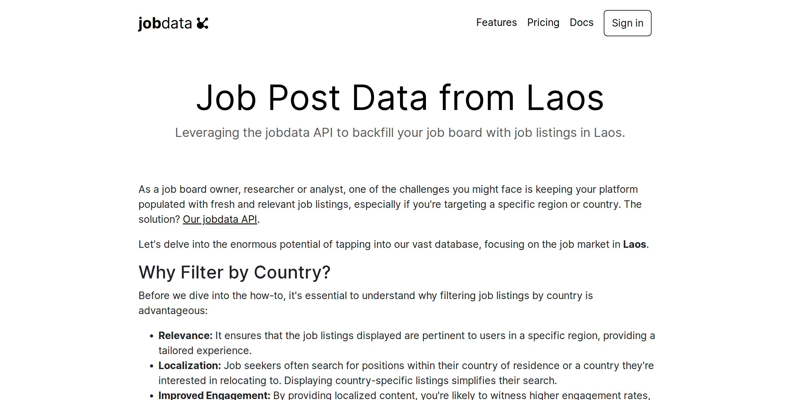 Job Post Data from Laos | jobdataapi.com