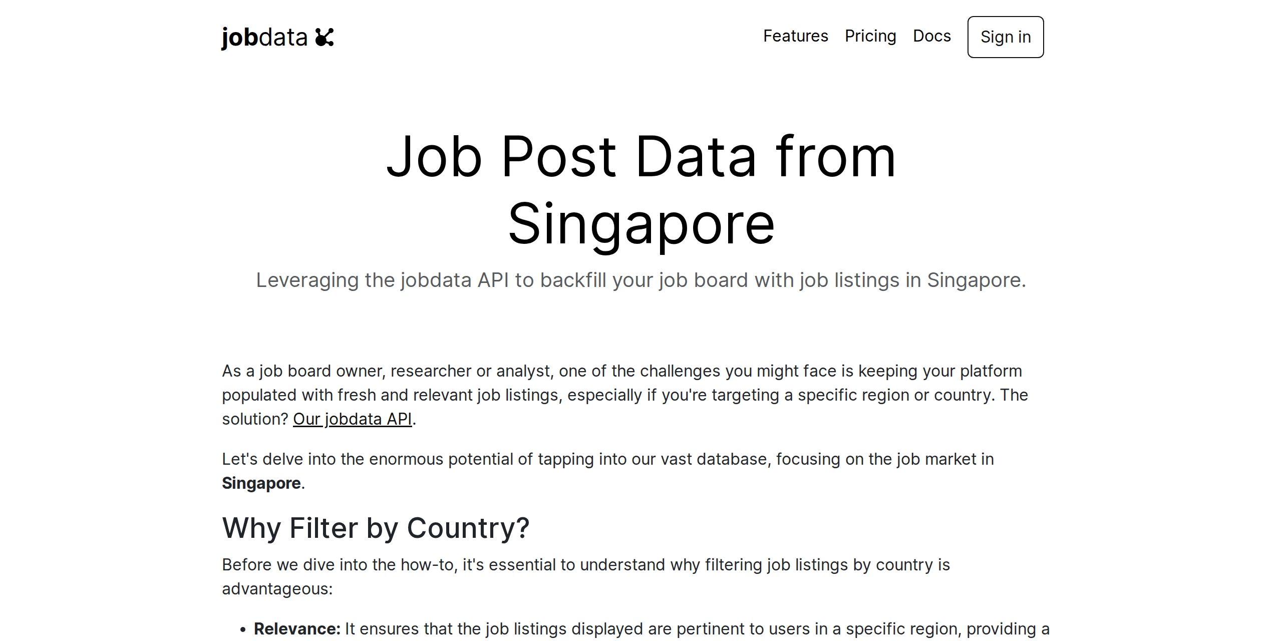 Job Post Data from Singapore | jobdataapi.com